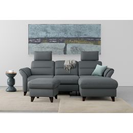Sit & More Ecksofa SIT & MORE, B:250cm H:87cm T:163cm, grau, 100% Polyester, Wohnzimmer, Sofas, "Mellum L-Form", Federkern, wahlweise mit Bettfunktion,