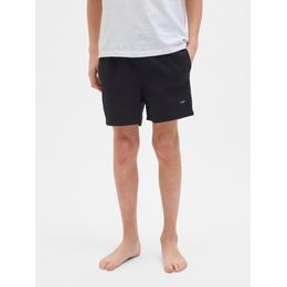 Jack & Jones Kinder Badeshorts "JPSTMAUI mit Double Layer Optik und Kordelzug", schwarz, Gr. 140, JACK & JONES JUNIOR, unifarben, Web, Recycling-Polyester,