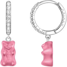 Thomas Sabo Damen Single-Creole "Thomas Sabo x HARIBO Schmuck: Einzel-Creole mit Goldb&auml;r", Silber 925 (recycelt), pink, Silber 925 (recycelt),