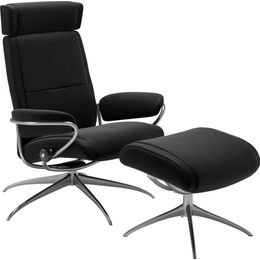 stressless "Paris" Set, Relaxsessel mit Hocker, mit Hocker, Low Back mit Kopfst&uuml;tze, mit Star Base, Gestell Chrom