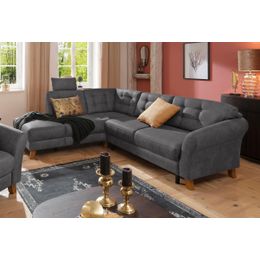 Ecksofa Home Affaire, B:260cm H:89cm T:90cm, grau, Struktur weich ( 97% Polyester, 3% Baumwolle);Luxus-Microfaser ALTARA NUBUCK (100%