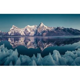 papermoon Fototapete "Photo-Art QIYE, SHISHAPANGMA PACKEIS", B/L: 3,5m x 2,6m, Bahnen: 7 Stk., blau, Schlafzimmer, Tapeten