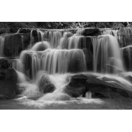 papermoon Fototapete "Wasserfall Schwarz & Wei&szlig;", B/L: 4,5m x 2,8m, Bahnen: 9 Stk., schwarz, Schlafzimmer, Tapeten