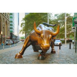 papermoon Fototapete "Wall Street Bull", B/L: 4,5m x 2,8m, Bahnen: 9 Stk., bunt, Schlafzimmer, Tapeten