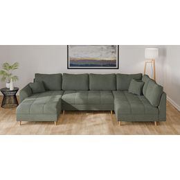 Wohnlandschaft Home Affaire, B:310cm H:81cm T:161cm, gr&uuml;n, 100% Polyester, Sofas, "CHARRE U-Form mit Ottomane, Ma&szlig;e B/T/H: 310/161/81 cm", feine