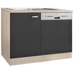 Sp&uuml;lenschrank Optifit, B:110cm H:84,8cm T:60cm, grau, K&uuml;che, Schr&auml;nke, "Faro", mit T&uuml;r/Sockel f&uuml;r Geschirrsp&uuml;ler