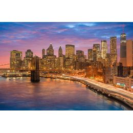 papermoon Fototapete "Manhattan Sonnenuntergang", B/L: 3,5m x 2,6m, Bahnen: 7 Stk., bunt, Schlafzimmer, Tapeten