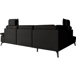 Ecksofa Alina, B:243cm H:118cm T:210cm, schwarz, Struktur GBA (100% Polyester), Wohnzimmer, Sofas, inkl. Kopfst&uuml;tzen, wahlweise mit Relaxfunktion,