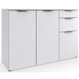 Kombikommode wimex, B:122cm H:84cm T:41cm, wei&szlig;, Spanplatte, Schlafzimmer, Sideboards, "Level by fresh to go", 3-t&uuml;rig, mit 2 Schubladen und