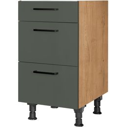 Unterschrank Nobilia, B:45cm H:87cm T:58,3cm, gr&uuml;n, K&uuml;che, Schr&auml;nke, ""Easytouch", vormontiert, mit h&ouml;henverstellbaren Sockelf&uuml;&szlig;en, in den", Breiten