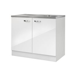 Sp&uuml;lenschrank Optifit, B:100cm H:84,8cm T:60cm, wei&szlig;, Holzwerkstoff, K&uuml;che, Schr&auml;nke, "Agos"
