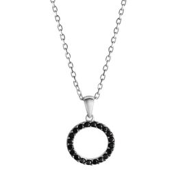 Celesta Damen Kette mit Anh&auml;nger "Silber 925 rhodiniert 42+3cm lang mit schwarzen Zirkonia-Steinen", 42+3cm, Silber 925 (Sterlingsilber), L: 45 B: