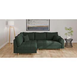 Ecksofa Home Affaire, B:231cm H:81cm T:161cm, gr&uuml;n, 100% Polyester, Wohnzimmer, Sofas, "CHARRE L-Form mit Ottomane, Ma&szlig;e B/T/H: 231/161/81 cm", feine