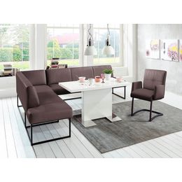 Eckbank, B:197cm H:82cm T:265cm, braun, exxpo - SOFA FASHION, Struktur: Webvelour 100% Polyester, Esszimmer, Sitzb&auml;nke, "Affogato, hoher Sitzkomfort,