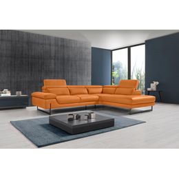 Ecksofa Egoitaliano, B:284cm H:95cm T:108cm, orange, Luxus-Microfaser (100% Polyester) Leder &raquo;BULL&laquo; (echtes Rindsleder). Geschliffenes, pigmentiertes