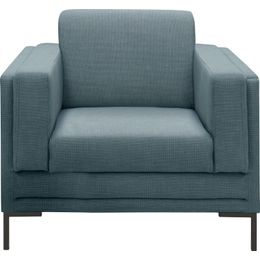 Sessel, B:97cm H:82cm T:90cm, blau, LOOKS by Wolfgang Joop, 100% Polyester, Wohnzimmer, Sessel, "LOOKS VII", klare Linien, edles Design