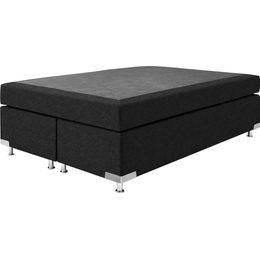Boxspringbett, B:142cm L:201cm, grau, Westfalia Schlafkomfort, Strukturstoff (77% Polyester und 23% Viskose), Komplettbetten, "Holland", ohne
