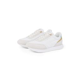 Tommy Hilfiger Damen Plateausneaker "ESSENTIAL RUNNER", Gr. 41, wei&szlig;, Leder, Lederimitat, Textil, Schuhe, Freizeitschuh, Halbschuh, Schn&uuml;rschuh mit