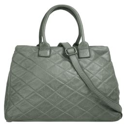 Samantha Look Damen Henkeltasche, grau, Leder, unifarben, Taschen, echt Leder, Made in Italy