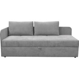 Schlafsofa Alina, B:205cm H:73cm T:95cm, grau, Struktur fein XBO (100% Polyester), Jugendzimmer, Sofas, "Marla", inkl. Stauraum & 2 R&uuml;ckenkissen,