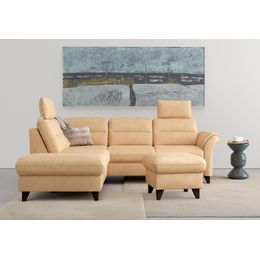 Sit & More Ecksofa SIT & MORE, B:253cm H:87cm T:212cm, braun, 100% Polyester, Wohnzimmer, Sofas, "Mellum L-Form", Federkern, wahlweise mit Bettfunktion,
