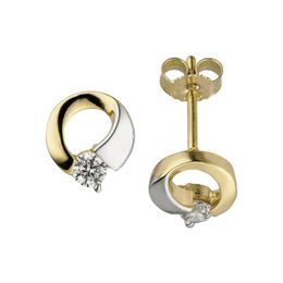 Jobo Damen Paar Ohrstecker, Gelbgold 333, gold, Gelbgold 333, Ohrringe, 333 Gold bicolor mit Zirkonia