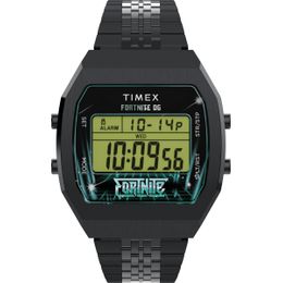 Timex Herren Chronograph "Timex x FORTNITE Timex T80"schwarz, Armbanduhren, Quarzuhr, Armbanduhr,Herrenuhr,Edelstahlarmband, Stoppfunktion,digital