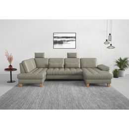 Sit & More Wohnlandschaft SIT & MORE, B:338cm H:88cm T:172cm, grau, 100% Polyester, Sofas, "Westham U-Form", wahlweise mit Bettfunktion, Bettkasten,