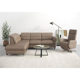 Sit & More Ecksofa SIT & MORE, B:247cm H:85cm T:222cm, grau, Wohnzimmer, Sofas, "Grenoble L-Form mit Federkern", wahlweise mit Bettfunktion, Bettkasten, Arm-