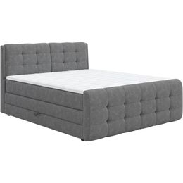 Boxspringbett COTTA, B:201cm L:228cm, grau, 100% POLYESTER (PES), Komplettbetten, "Fort mit Bettkasten, inkl. Topper", erh&auml;ltlich in verschiedenen