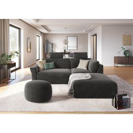 Sit & More Ecksofa SIT & MORE, B:243cm H:80cm T:198cm, grau, Samtoptik (100% Polyester);Soft clean (98% Polyester, 2% Polyamid);Struktur fein (100% Polyester),
