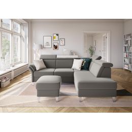 Sit & More Ecksofa SIT & MORE, B:245cm H:84cm T:193cm, grau, Wohnzimmer, Sofas, "Vincenzo L-Form", inklusive Kopfteilverstellung, wahlweise mit Bettfunktion,