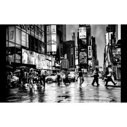 papermoon Fototapete "Time Square Schwarz & Wei&szlig;", B/L: 3,5m x 2,6m, Bahnen: 7 Stk., schwarz, Schlafzimmer, Tapeten