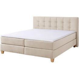 Boxspringbett Home Affaire, B:174cm L:231cm, beige, Komplettbetten, "Moulay", inkl. Topper, in &Uuml;berl&auml;nge 220 cm, 3 H&auml;rtegrade, auch in H4