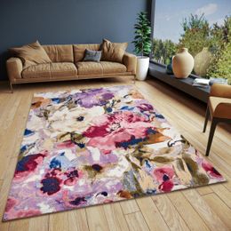 Teppich Hanse Home, B:120cm H:5mm L:180cm, bunt, Polyester, Wohnzimmer, Teppiche, "Atika", Floral, Kurzflor, pflegeleicht, Anti-Slip, Glanz,