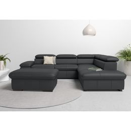 Ecksofa Home Affaire, B:272cm H:73cm T:226cm, schwarz, Luxus-Microfaser Lederoptik (100% Polyester);Luxus-Microfaser weich (9)0% Polyester / 10%