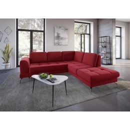 Sit & More Ecksofa SIT & MORE, B:258cm H:87cm T:226cm, rot, Wohnzimmer, Sofas, "Bendigo L-Form", inklusive Sitztiefenverstellung, Bodenfreiheit 15 cm, in 2