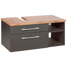 Waschbeckenunterschrank Welltime, B:90cm H:41cm T:47cm, grau, Badezimmer, Schr&auml;nke, "Davos", Breite 90 cm