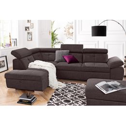 Ecksofa, B:274cm H:81cm T:206cm, braun, exxpo - SOFA FASHION, NaturLEDER (echtes Rindsleder) in Sitz und R&uuml;cken. Korpus in passendem Kunstleder