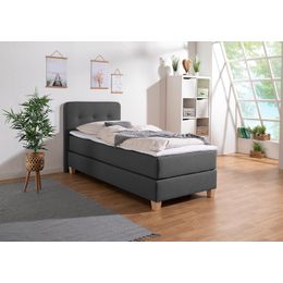 Boxspringbett Home Affaire, B:103cm L:207cm, grau, Struktur fein (100% Polyester);Samtstoff (100% Polyester), Komplettbetten, "Fargo", inkl. Topper,