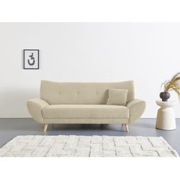 3-Sitzer Home Affaire, B:205cm H:80cm T:82cm, beige, (100% Polyester) Struktur fein (100% Polyester) Chenille, Sofas, "Basta"