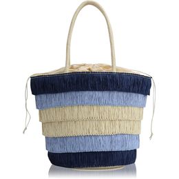 Damen Schultertasche "Teneriffa", Collezione Alessandro, blau, Jute, Taschen, aus Stroh