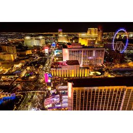 papermoon Fototapete "Las Vegas bei Nacht", B/L: 4,5m x 2,8m, Bahnen: 9 Stk., bunt, Schlafzimmer, Tapeten