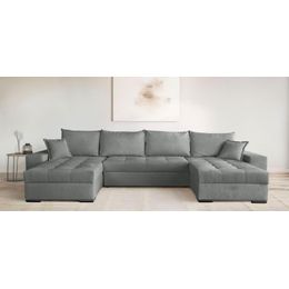 Wohnlandschaft OTTO HOME, H:41cm T:161cmgrau, 100%Polyester, Sofas, "Home System U-Form, von B: 269-352 cm w&auml;hlbar, 6 Varianten zur Auswahl", mit