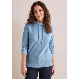 Cecil Damen Langarmshirt, blau, Gr. XXL, gemustert, Stoff, 65% Polyester, 32% Viskose, 3% Elasthan, Shirts, aus elastischem Materialmix