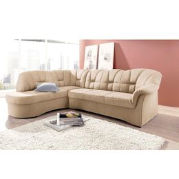 Ecksofa DOMO collection, B:241cm H:84cm T:178cm, beige, Kunstleder SOFTLUX;Luxus-Microfaser (100% Polyester);Struktur ( 90% Polyester, 10%