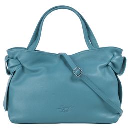 Samantha Look Damen Henkeltasche, blau, Leder, leicht gl&auml;nzend, unifarben, Taschen, echt Leder, Made in Italy