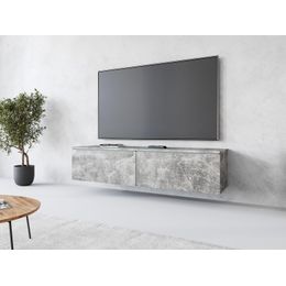 Lowboard Home Affaire, B:140cm H:30cm T:33cm, grau, Wohnzimmer, Sideboards, "LOWBOARD D, wahlweise mit oder ohne Beleuchtung", modernes TV-Board ohne