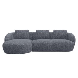 Wohnlandschaft FLEXLUX, B:276cm H:85cm T:146cm, grau, Sofas, "Torino, rund, L-Form, Sofa-Ecke mit Recamiere, Longchair-Sofa", Modernes, organisches