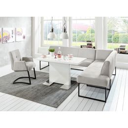 Eckbank, B:197cm H:82cm T:265cm, grau, exxpo - SOFA FASHION, Struktur: Webvelour 100% Polyester, Esszimmer, Sitzb&auml;nke, "Affogato, hoher Sitzkomfort,